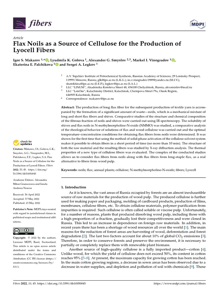 Fibers 10 00045 | PDF | Cellulose | Flax