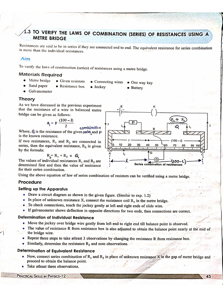 Series Law Verification by Meter Bridge | PDF