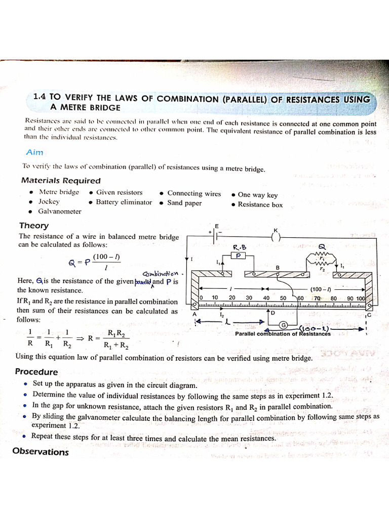 Parallel Law - Meter Bridge | PDF