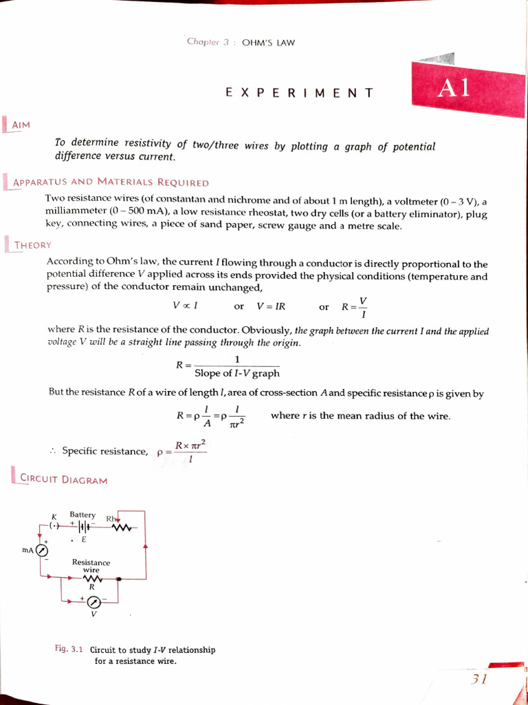 To Determine Resistivity of The Wire by Plotting A Graph Between ...