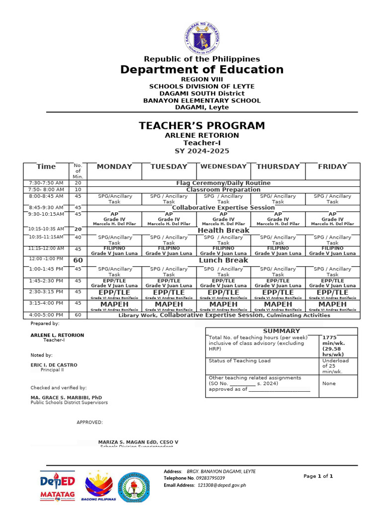 Teachers Program New Template Qms Arlene | PDF | Philippines