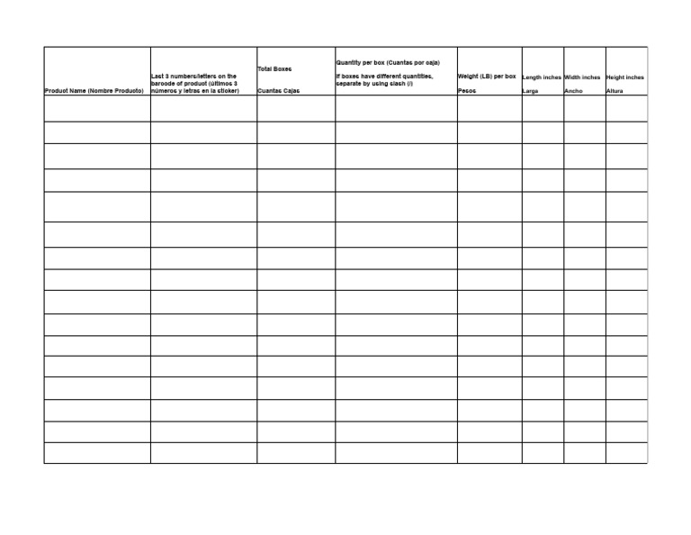 Box Information Template - Sheet1 | PDF