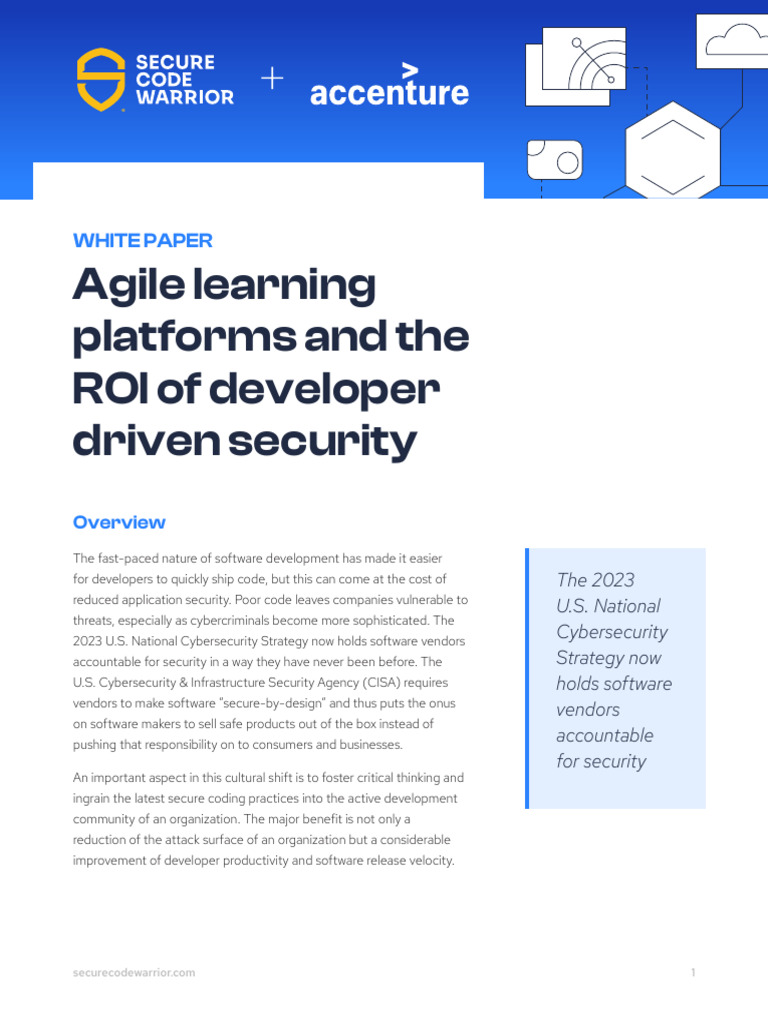 WHITEPAPER - Agile Learning Platforms and The ROI of Developer Driven Security - Accenture | PDF ...