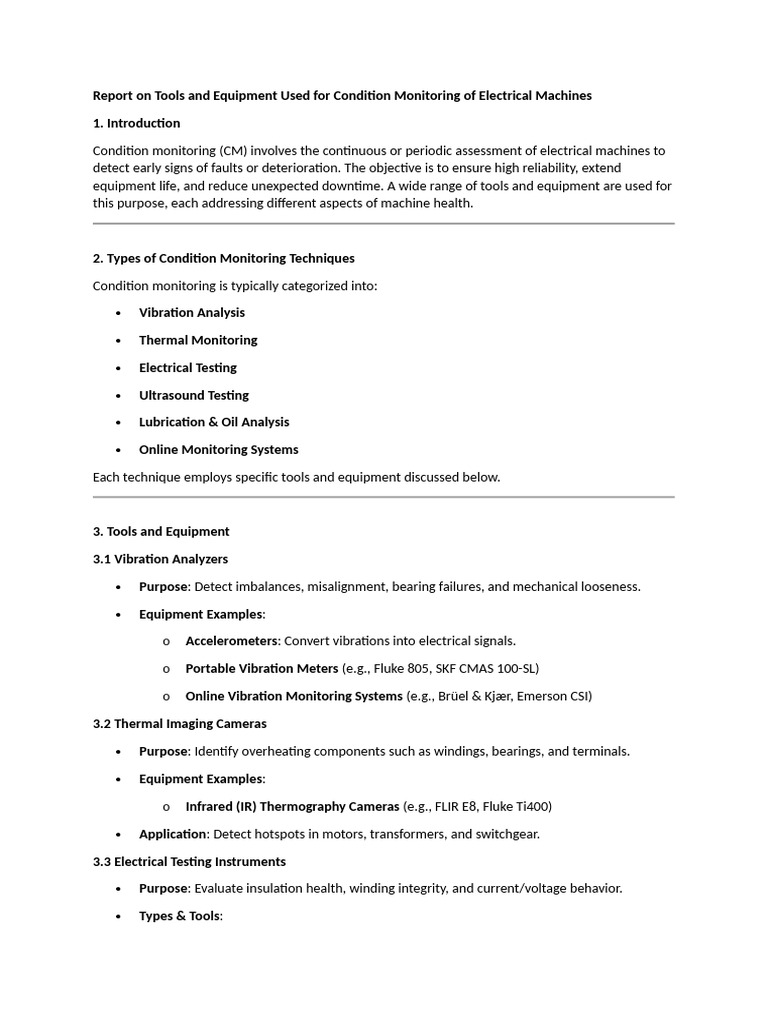 Condition Monitoring Tools for Electrical Machines | PDF | Thermography ...