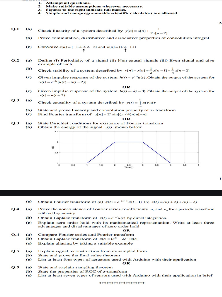 Signal Syatem Last 8 Paper | PDF | Fourier Transform | Laplace Transform