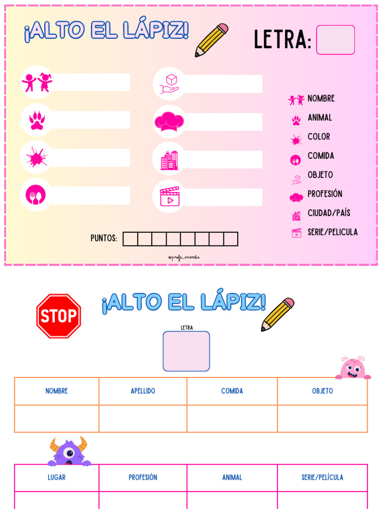 MATERIAL 7.1. ¡Alto El Lápiz! @profe - Merche | PDF