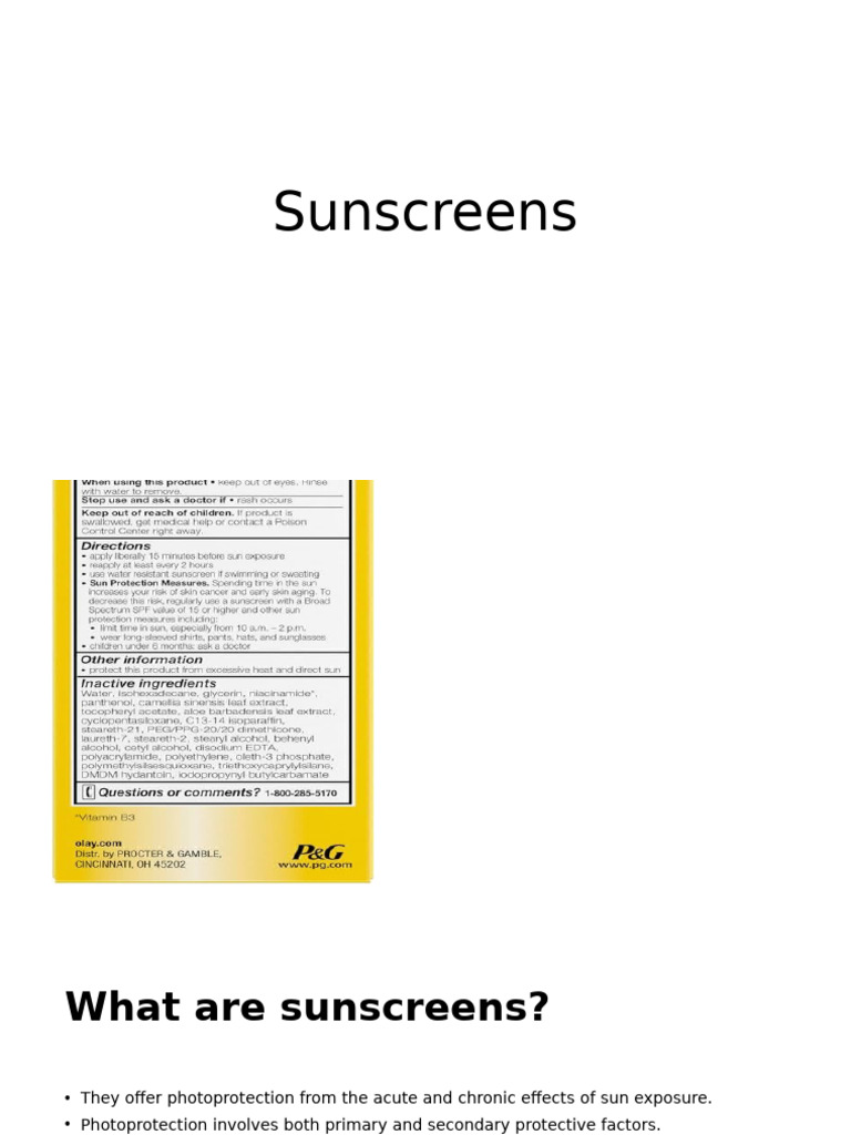 Lesson 6 Sunscreens | PDF | Ultraviolet | Sunscreen