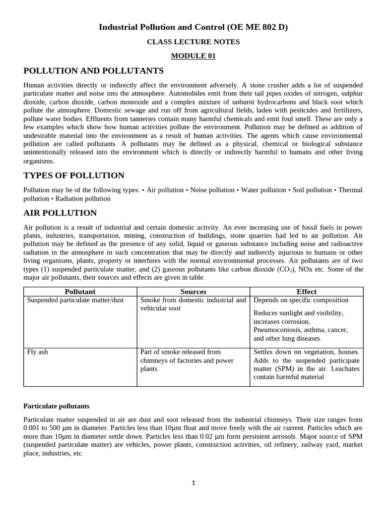 Understanding Industrial Pollution Types | PDF | Particulates | Pollution