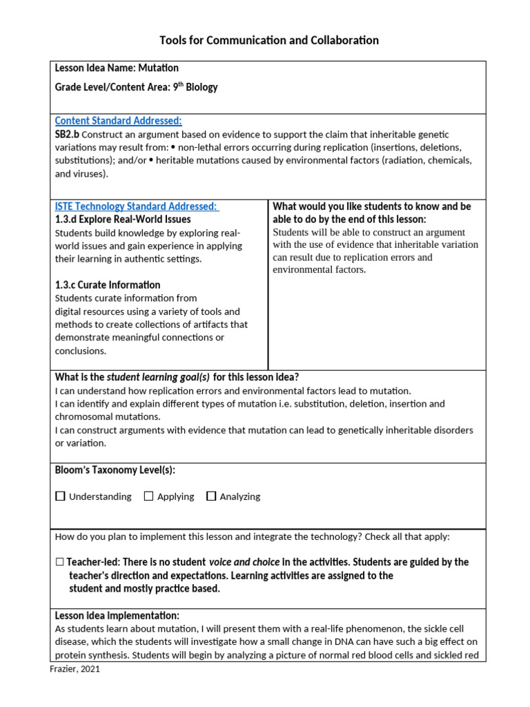 Nawaz Communcation and CollaborationTools LESSON IDEA TEMPLATE | PDF ...