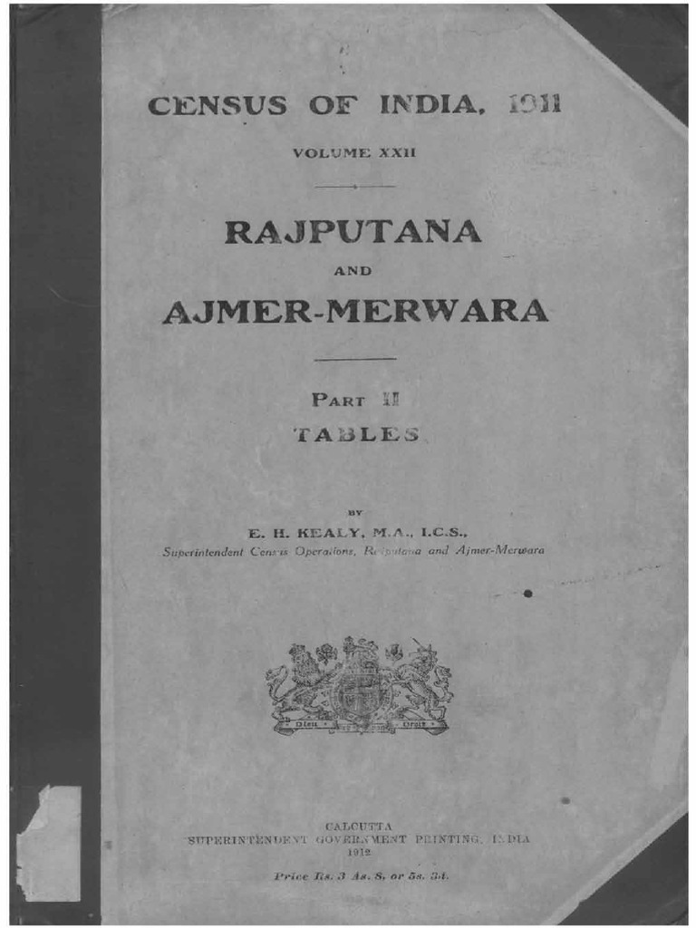 1911 Census of Rajputana & Ajmer-Merwara | PDF