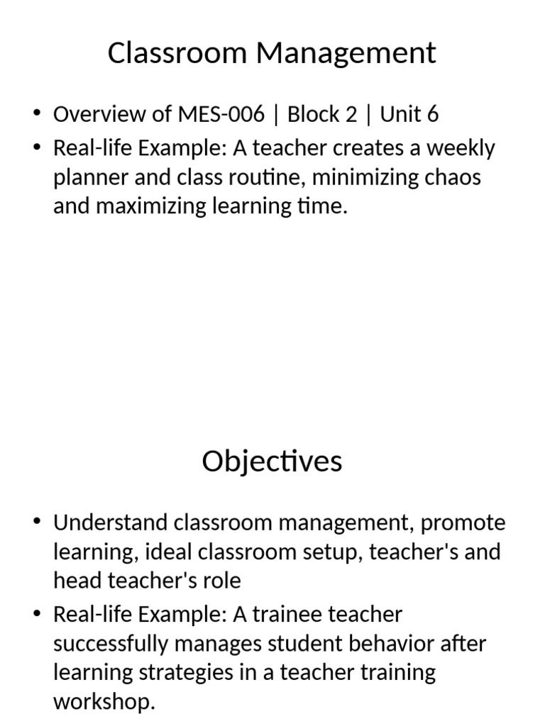 Effective Classroom Management Examples | PDF