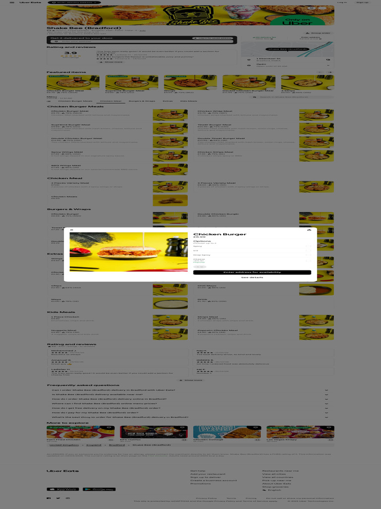 Shake Bee (Bradford) Menu - Takeaway in Bradford Delivery Menu & Prices ...