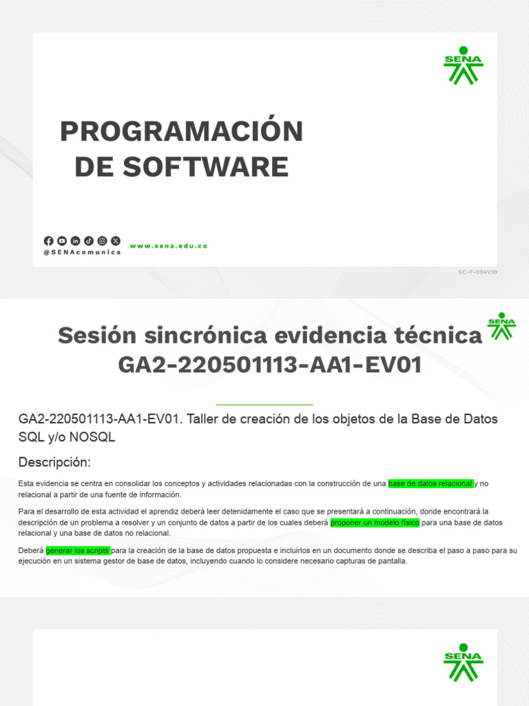 GA2-220501113-AA1-EV01. Taller de Creación de Los Objetos de La Base de Datos SQL y - o NOSQL ...