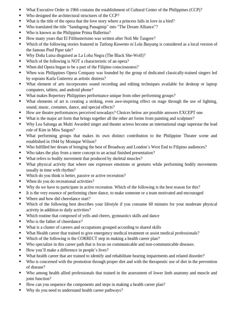 4th Quarter Hint Questions | PDF