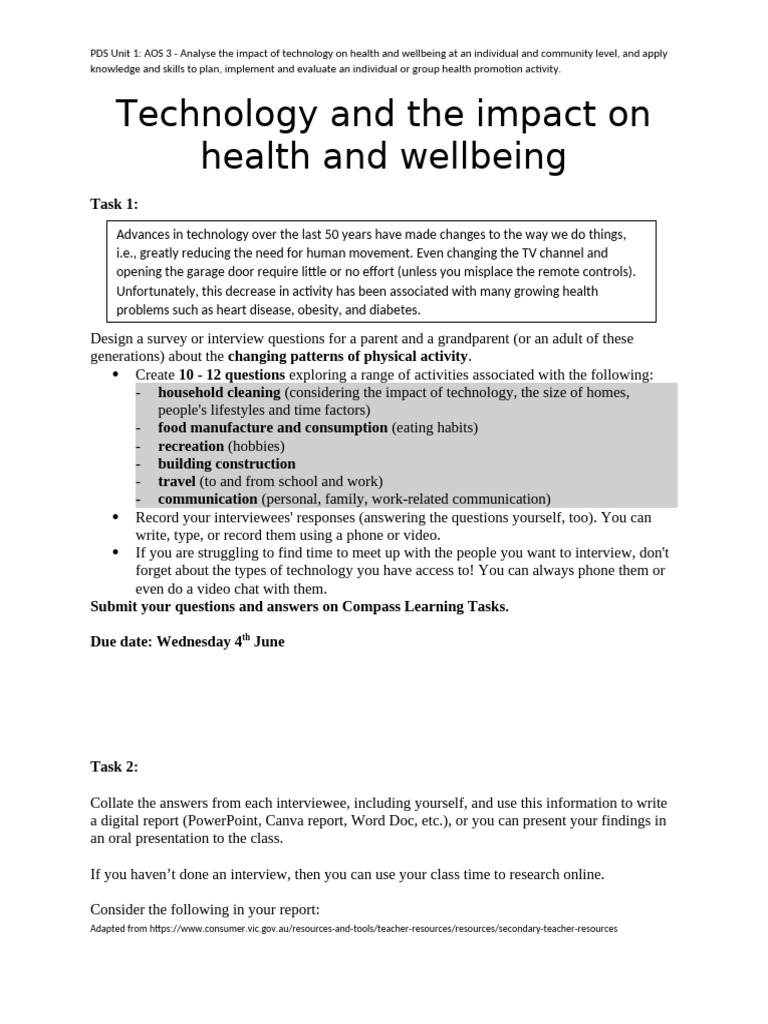 AOS 3 - Technology and The Impact On Health and Wellbeing Modified CP | PDF