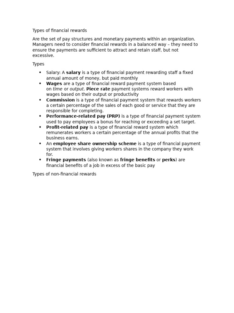 Types of Financial Rewards Explained | PDF
