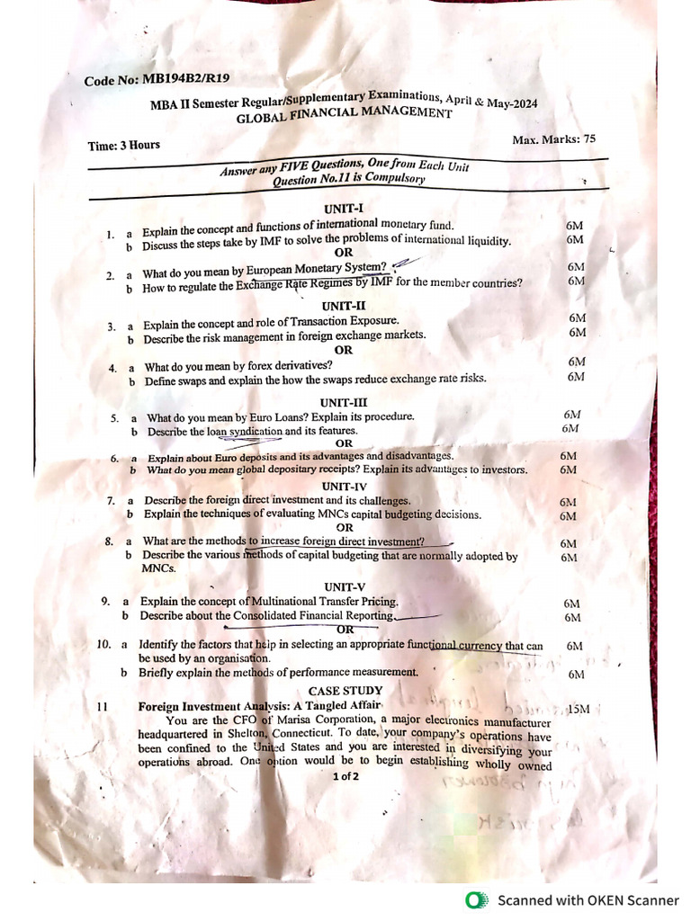 GFM Question Paper | PDF