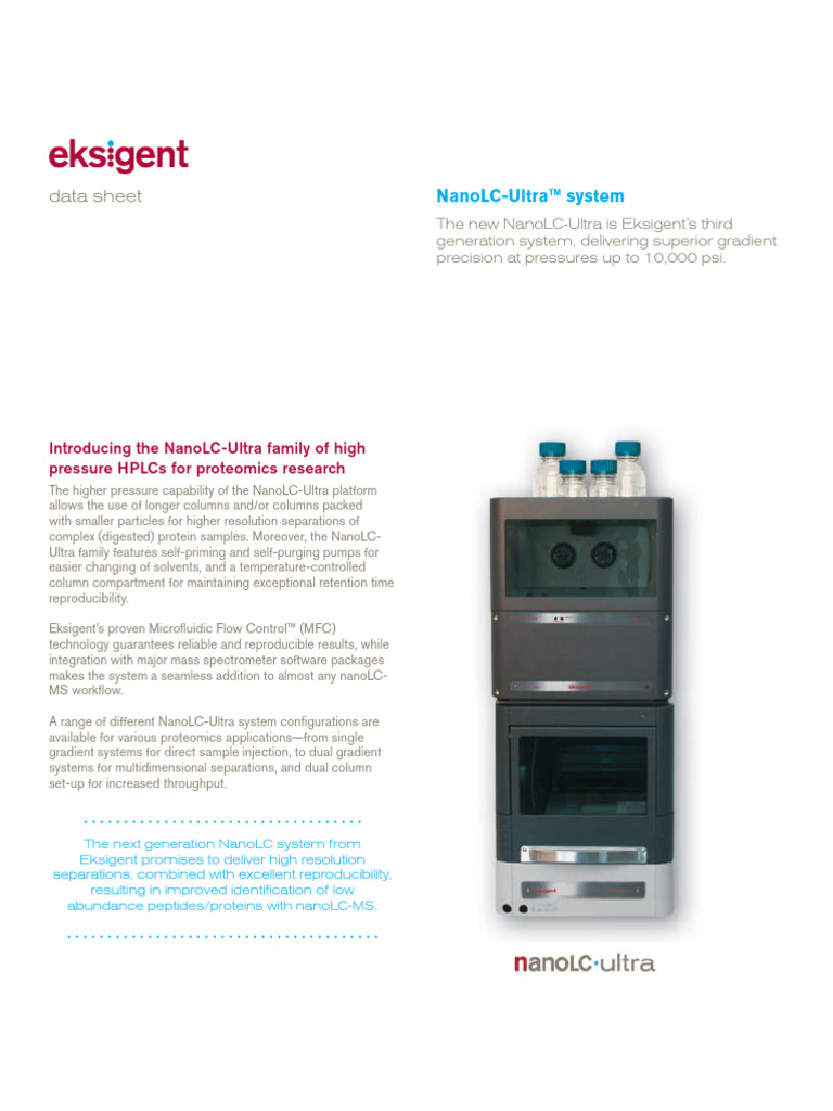 NanoLC-Ultra: High-Pressure HPLC System | PDF | Proteomics | Chromatography