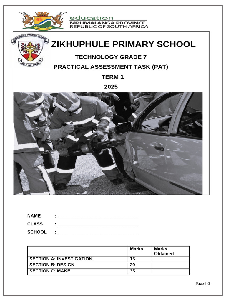 Grade 7 Technology PAT Term 1 2025 | PDF | Pneumatics