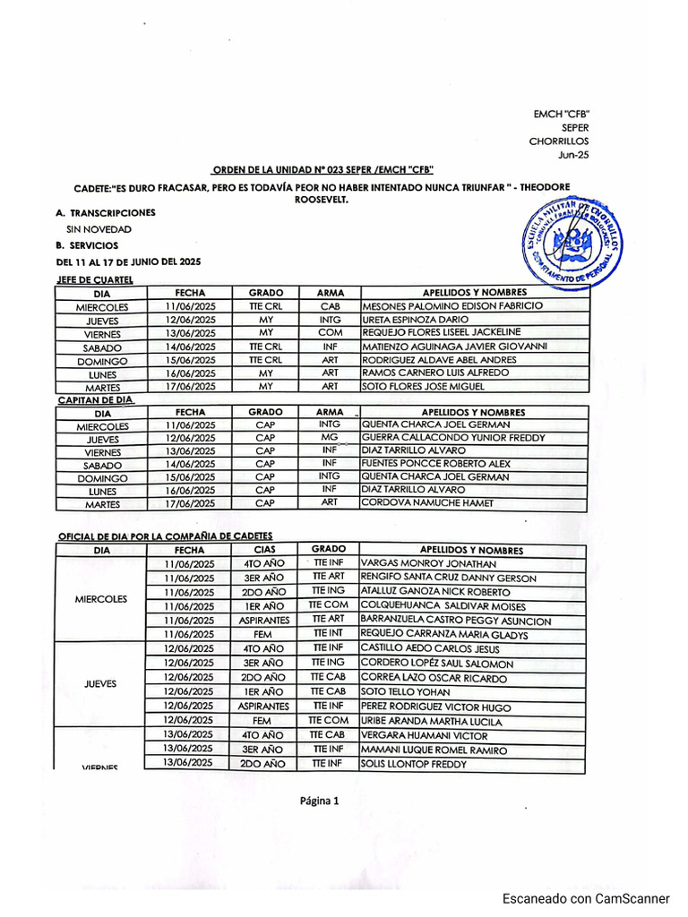 Orden de La Unidad n.023 Seper Emch CFB | PDF