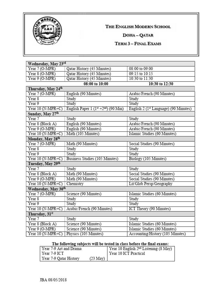 Updated June 2018 Final Exam TT 3 | PDF