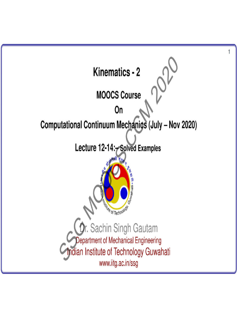 Lecture 17 Kinematics-2 Solved Examples | PDF