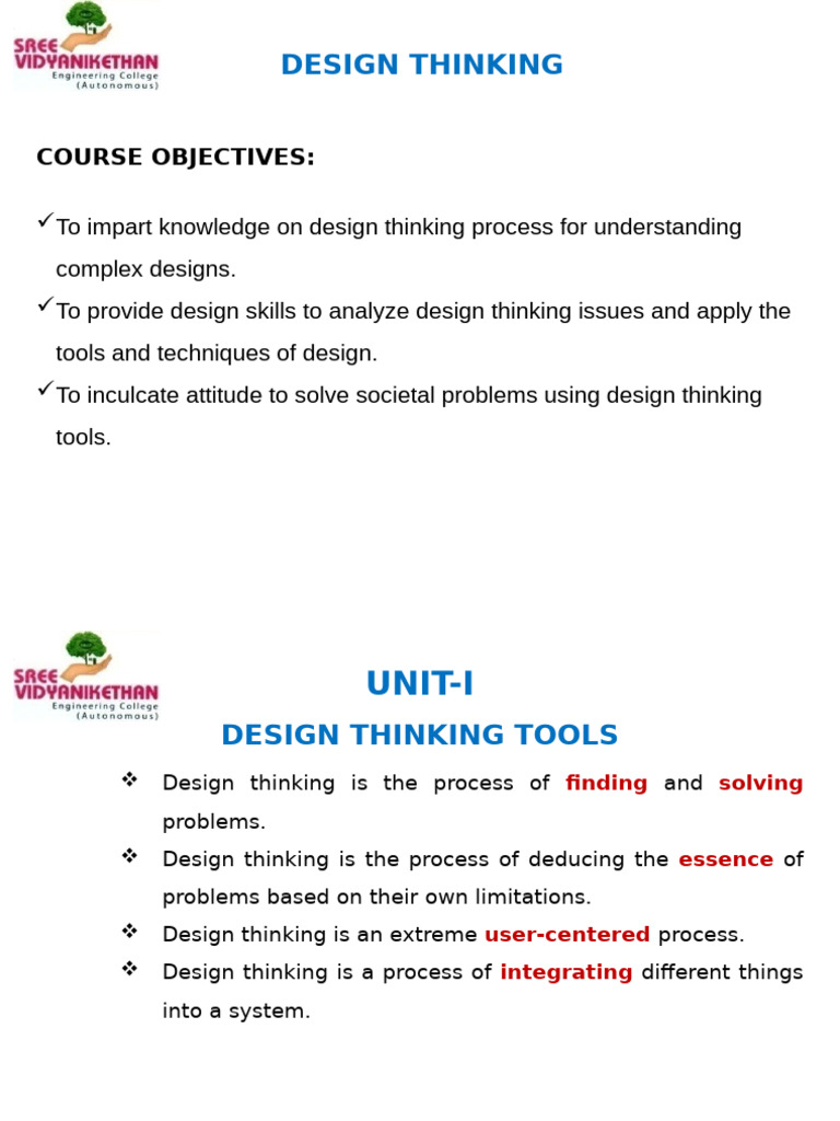 DT-UNIT-I Design Thinking Tools | PDF | Design Thinking | Thought