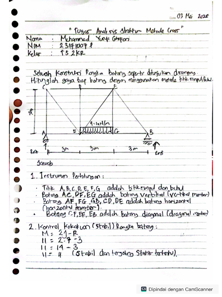 Tugas 9 Analisa Struktur Metode Matriks (Muhammad Yusuf Ghifari) | PDF
