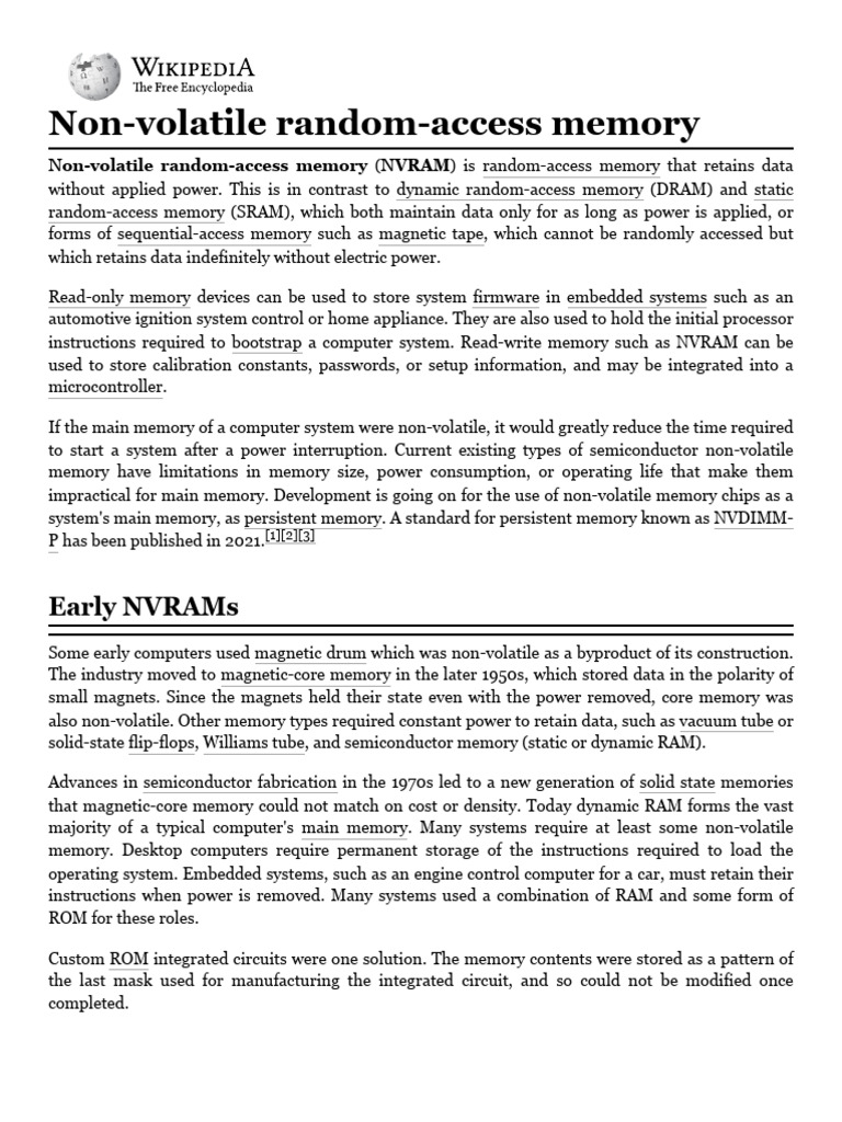 NVRAM: Overview and Applications | PDF | Random Access Memory ...