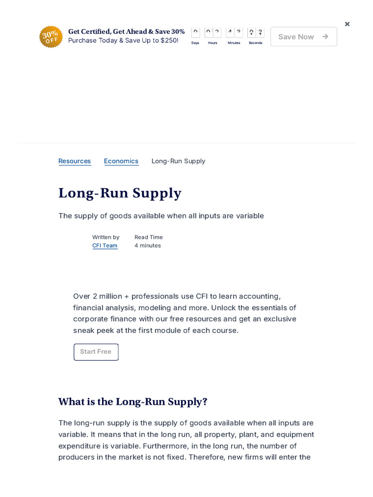 Long-Run Supply - Definition, Cost Curves, Returns To Scale | PDF ...