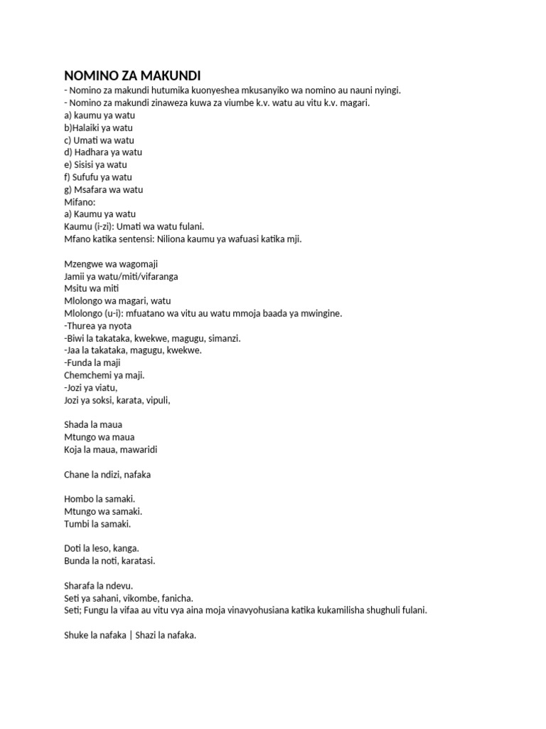 Nomino Za Makundi | PDF