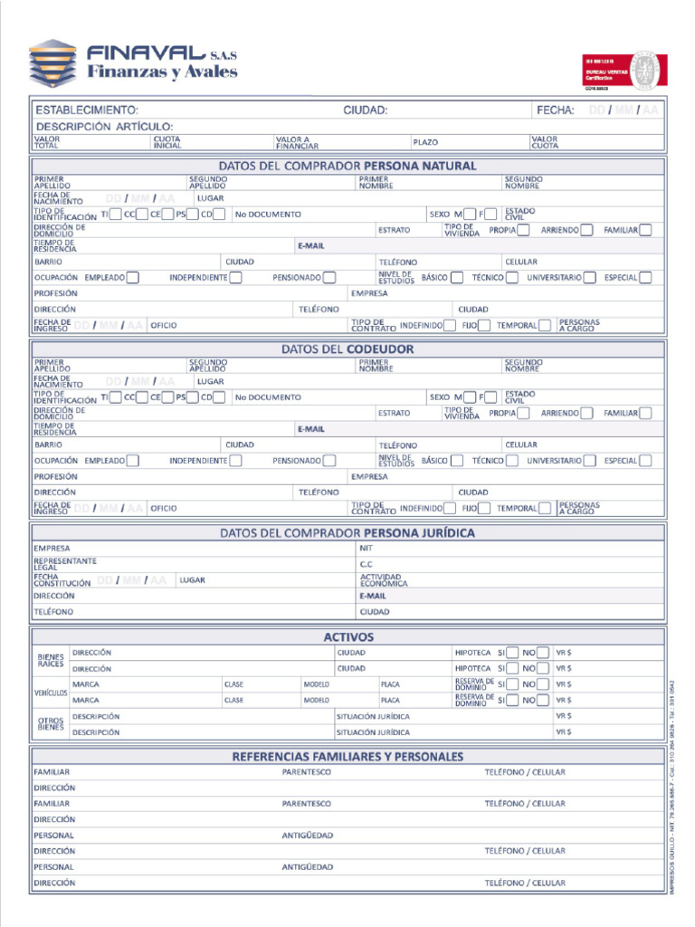 Formulario Jairo Anibal Quintero | PDF