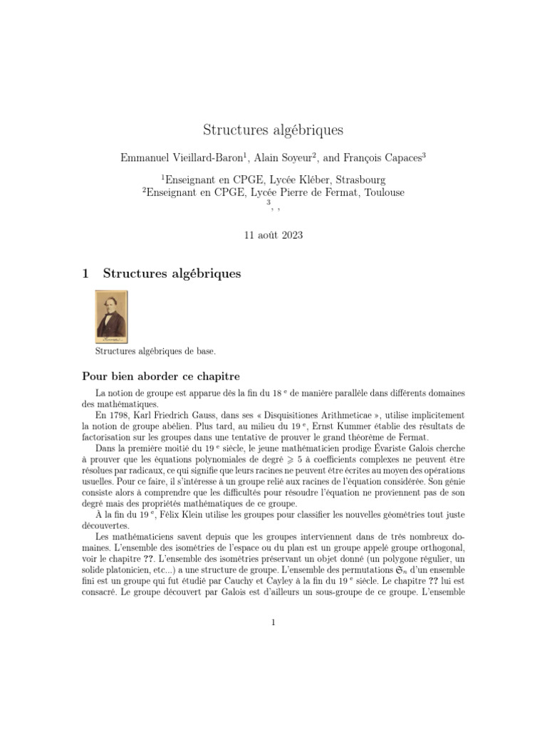 Introduction aux structures algébriques | PDF | Groupe (Mathématiques ...
