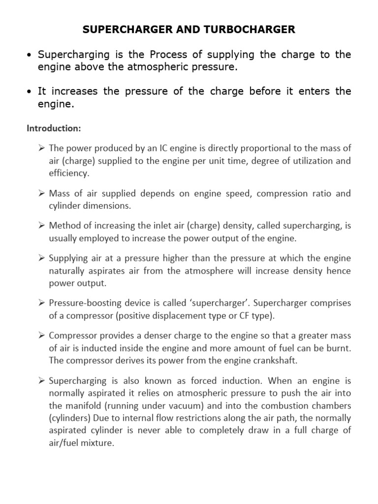 Supercharging vs Turbocharging Explained | PDF | Internal Combustion ...