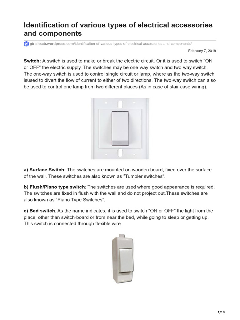 Types of Electrical Accessories Explained | PDF | Switch | Fuse ...
