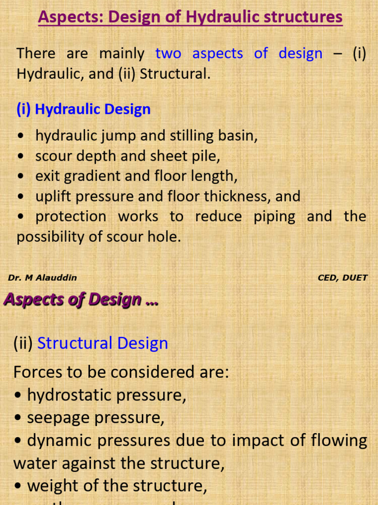 Hydraulic Structure Design Essentials | PDF | Soil Mechanics | Force