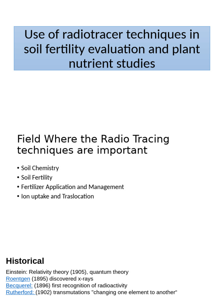 Radiotracer Techniques in Soil Studies | PDF | Radioactive Decay | Soil