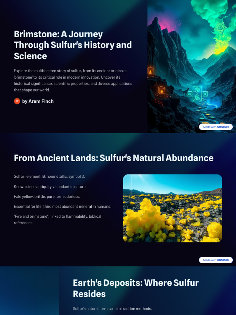 Brimstone A Journey Through Sulfurs History and Science | PDF | Sulfur ...