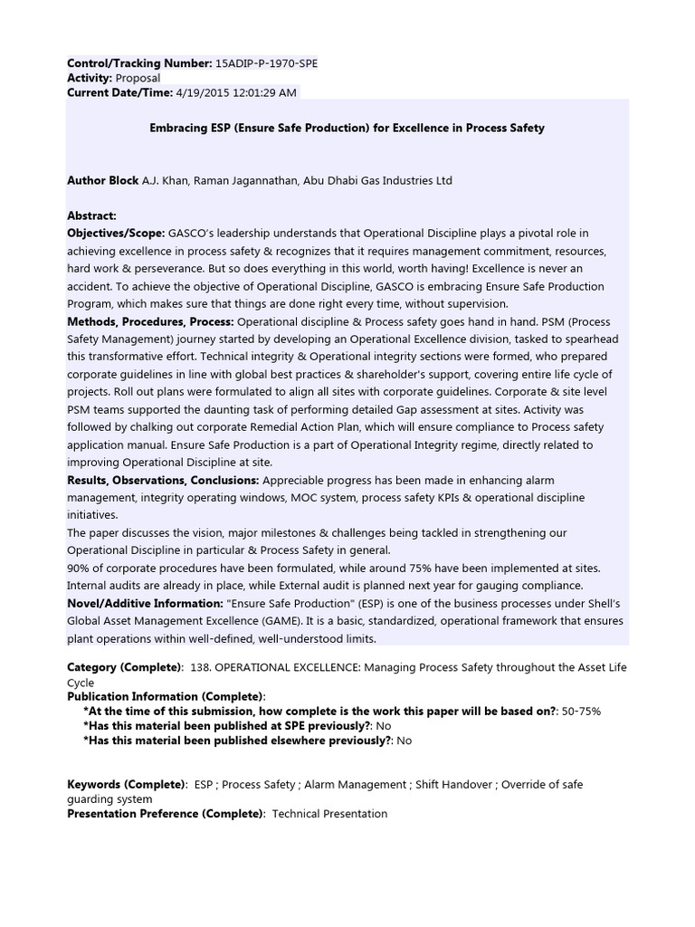 Embracing ESP Ensure Safe Production For 2 | PDF | Safety | Audit