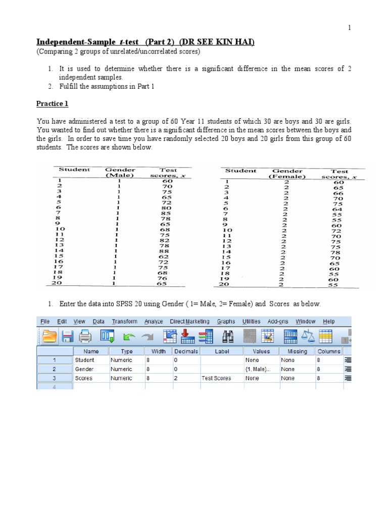 Independent Sample T Test (Part 2) | PDF | Student's T Test | Variance
