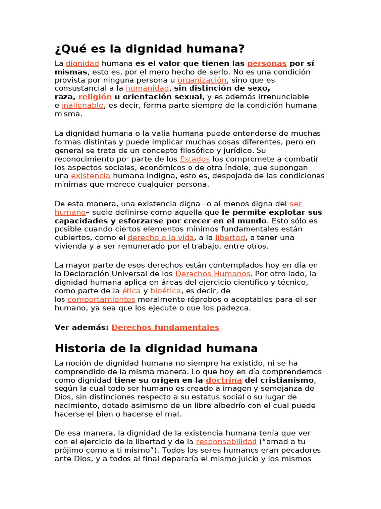 Qué Es La Dignidad Humana | PDF | Dignidad | Derechos humanos