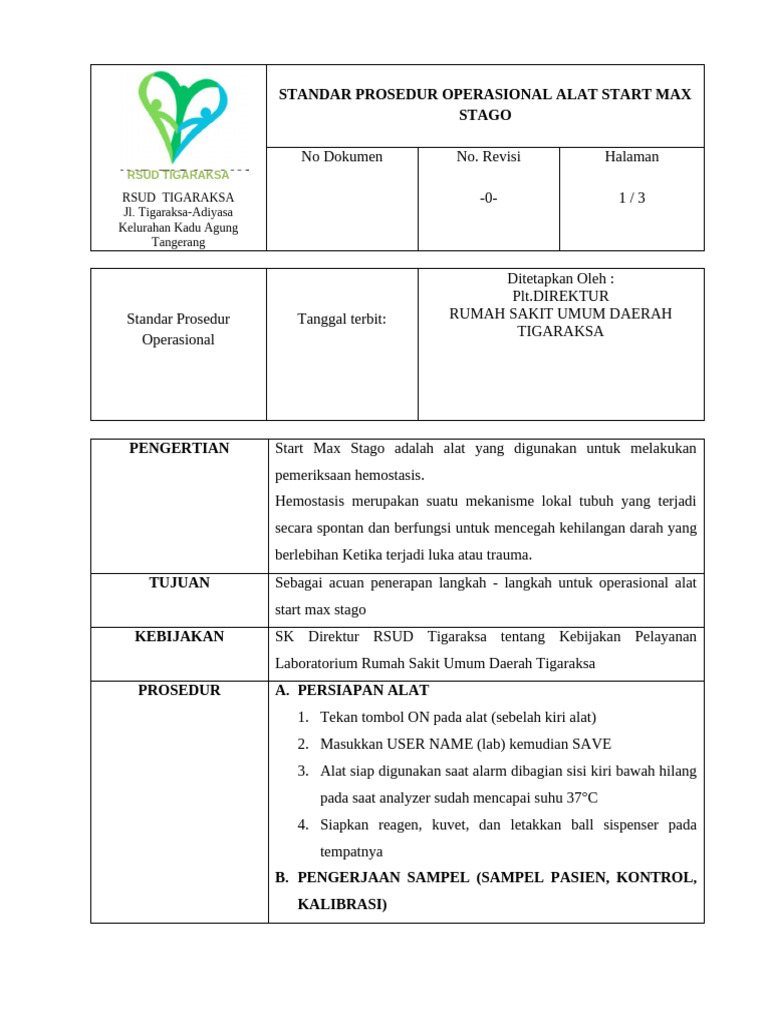Prosedur Operasional Start Max Stago | PDF
