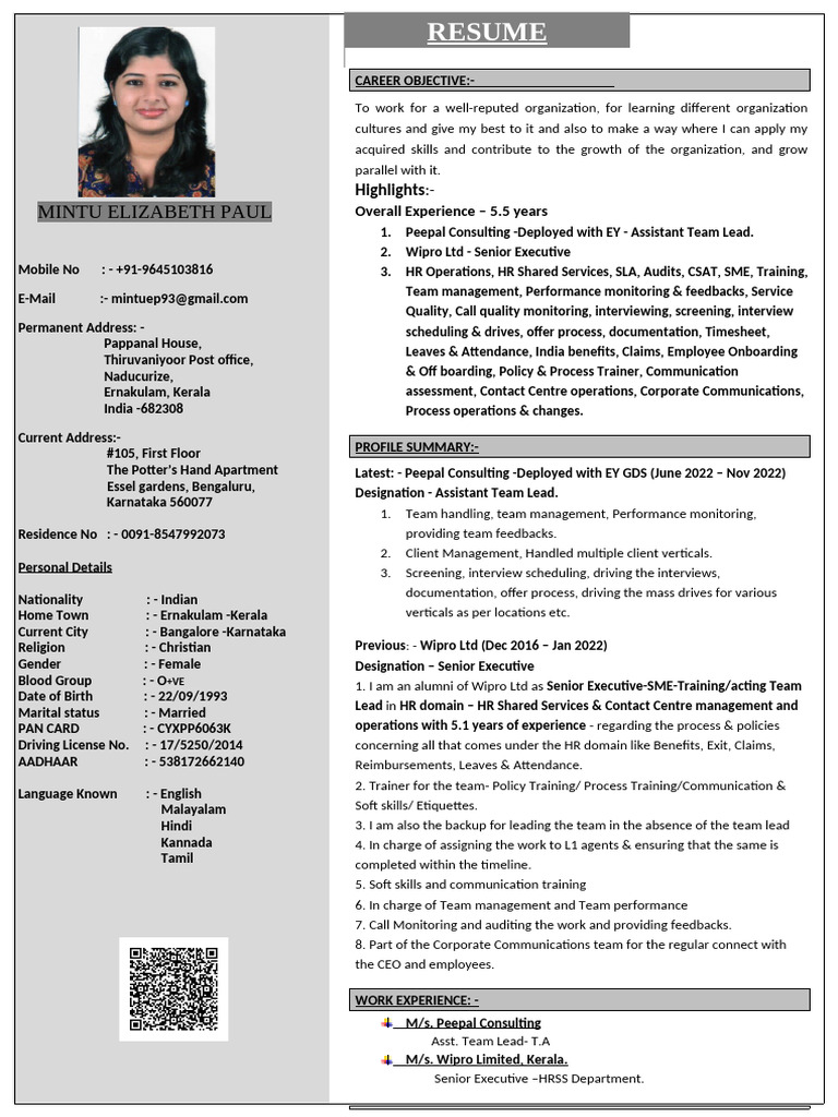 MINTU Resume Updated Jan 2023 | PDF | Employment | Human Resources