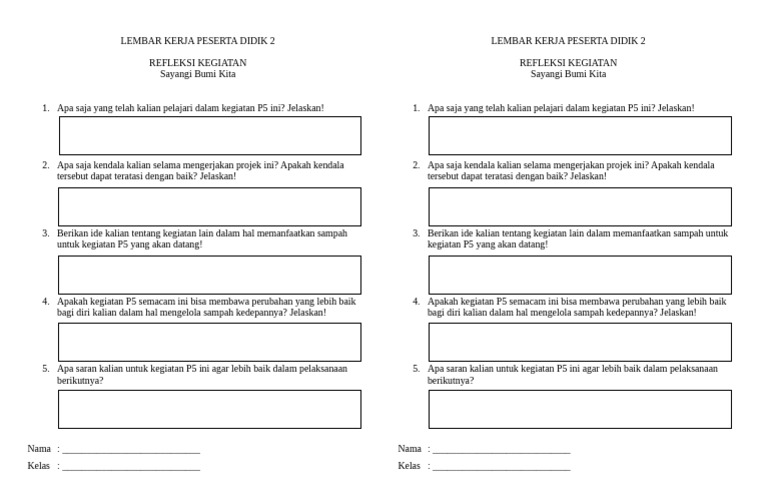 LKPD 2 Refleksi Sayangi Bumi Kita | PDF