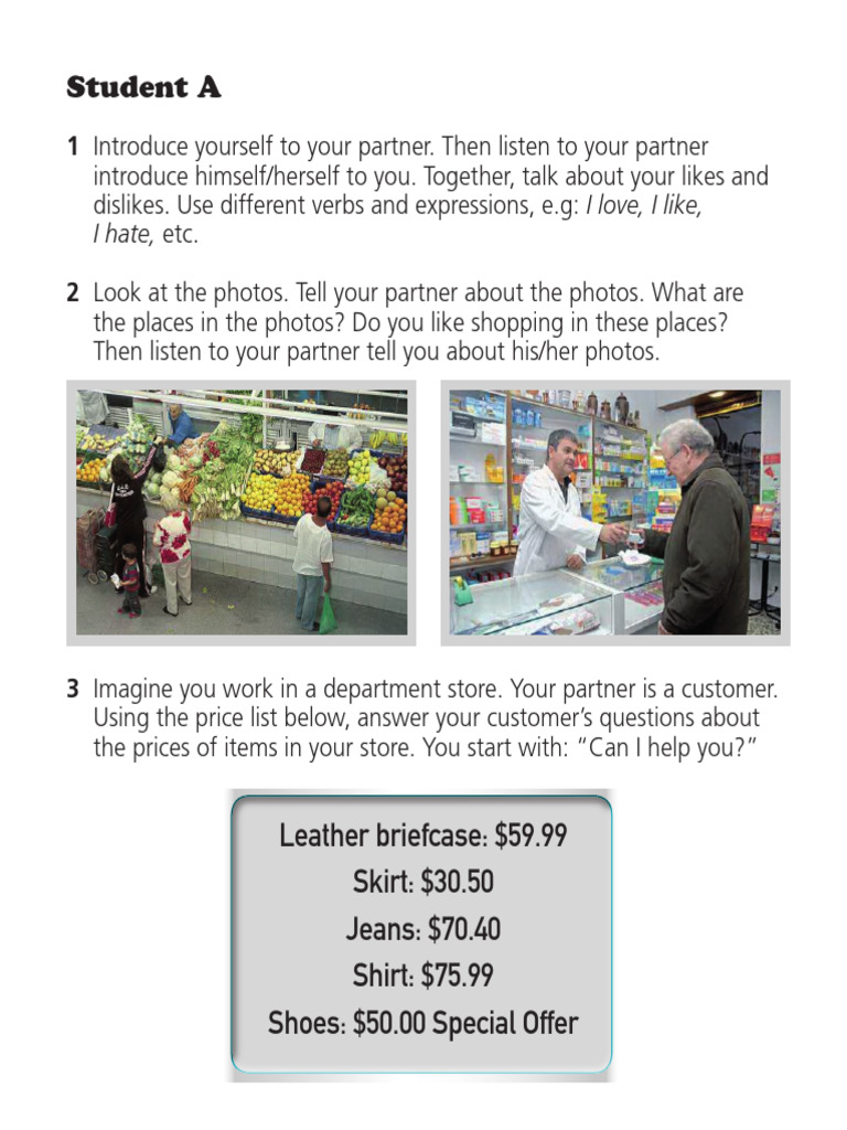 Student Role-Play: Shopping Dialogue | PDF