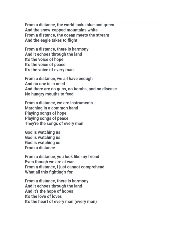 From A Distance Lyrics | PDF