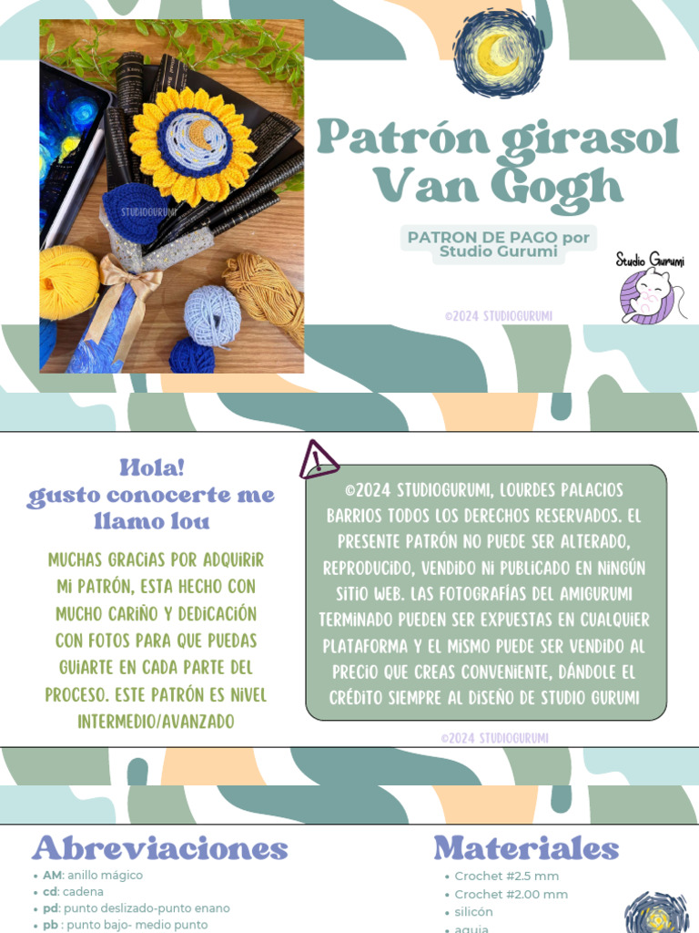 Patrón Girasol Van Gogh | PDF | Tejidos | Artes Textiles