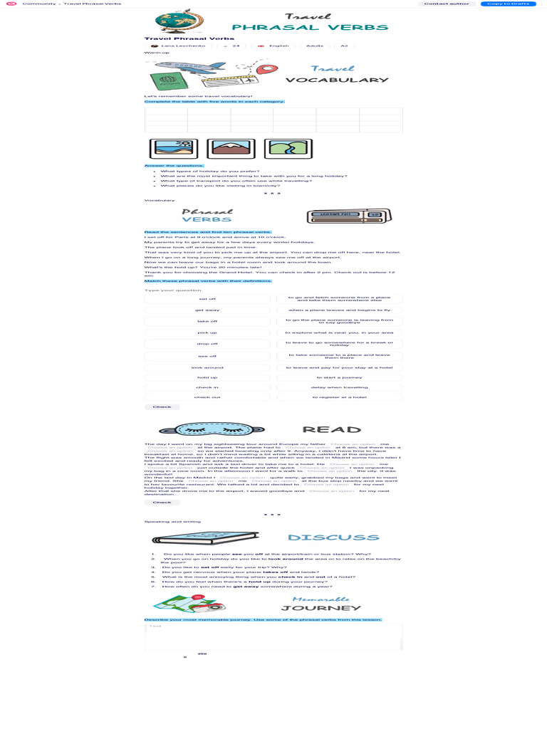 Travel Phrasal Verbs | PDF