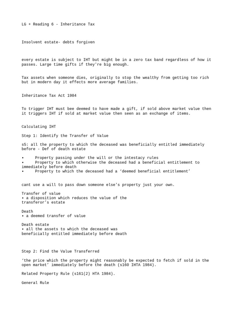 LG + Reading 6 - Inheritance Tax | PDF | Estate Tax In The United ...