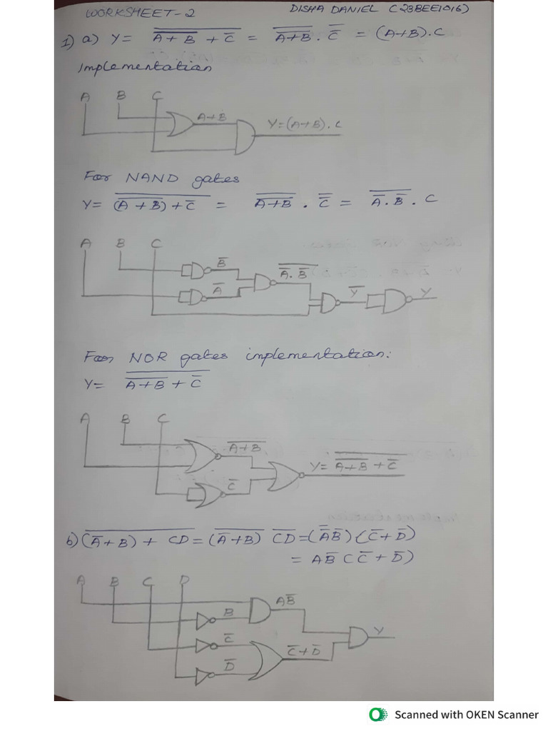 Digital Electronics Worksheet 2-23bee1016 (Disha Daniel) - 1 | PDF